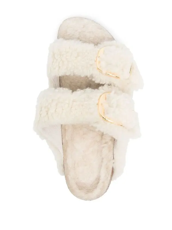 BIRKENSTOCK Arizona Big Buckle Shearling Sandals - Neutrals