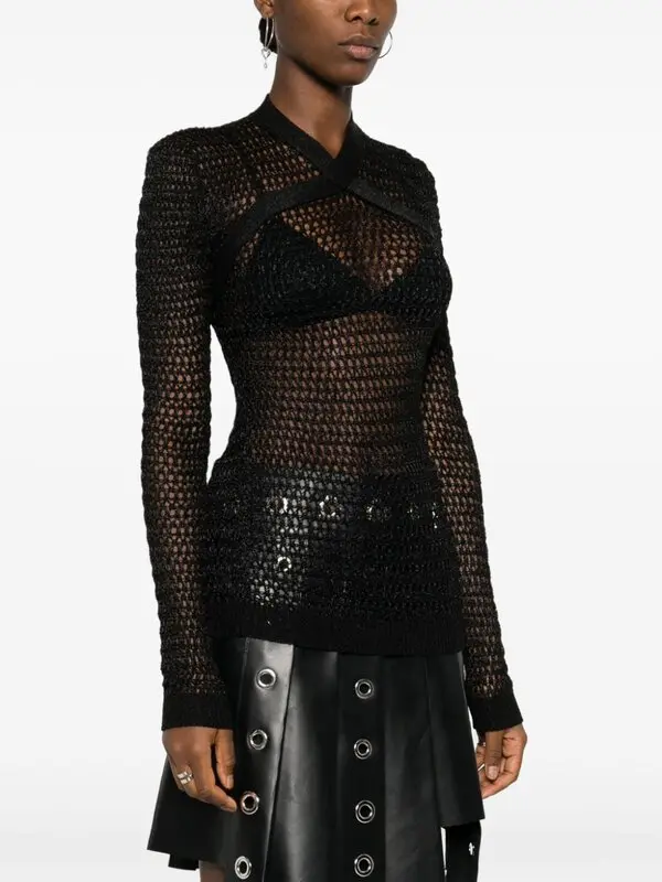 Off-White Metallic-threading Open-knit Jumper
