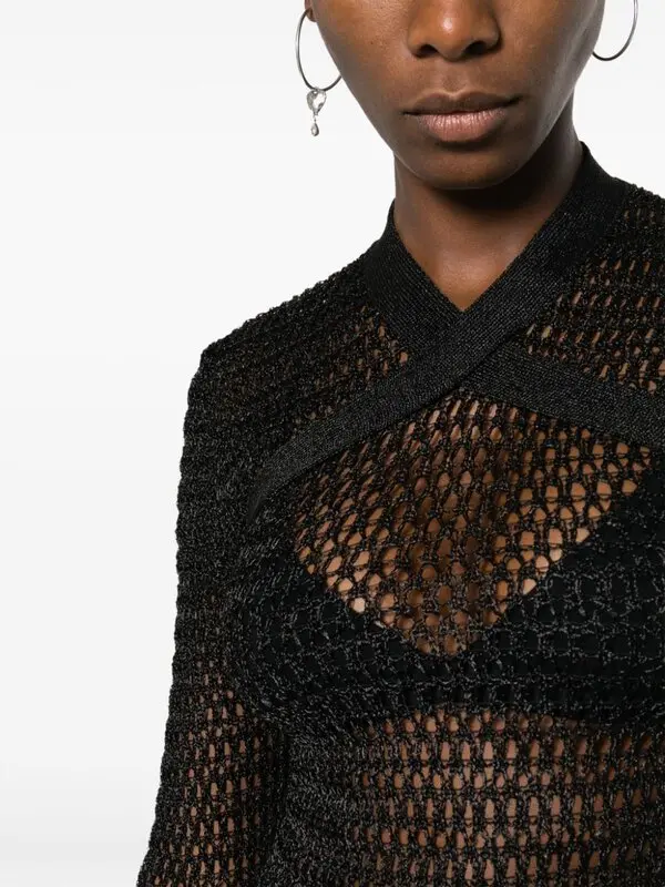 Off-White Metallic-threading Open-knit Jumper