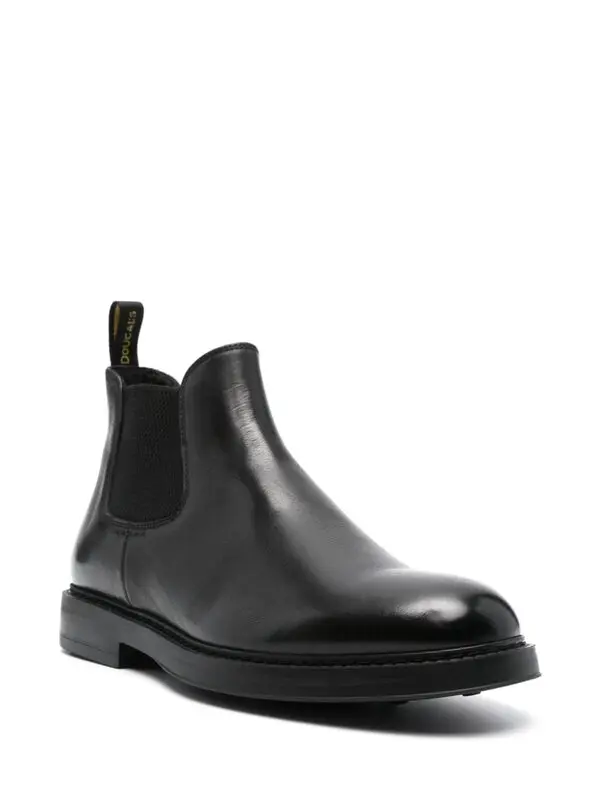 DOUCAL'S Round-toe Leather Boots - Black