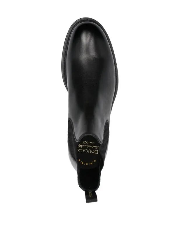 DOUCAL'S Round-toe Leather Boots - Black