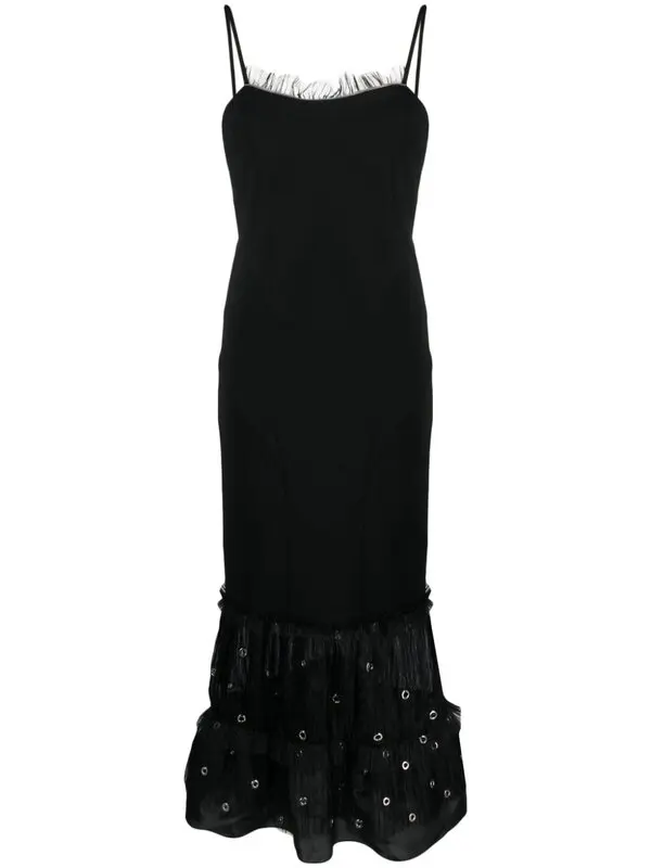 Off-White Eyelet-embellished Flared Maxi Dress