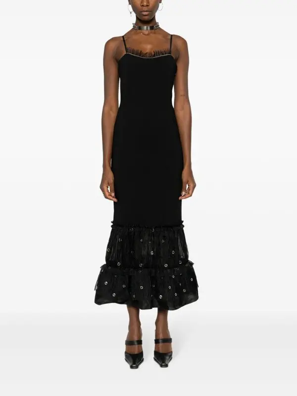 Off-White Eyelet-embellished Flared Maxi Dress