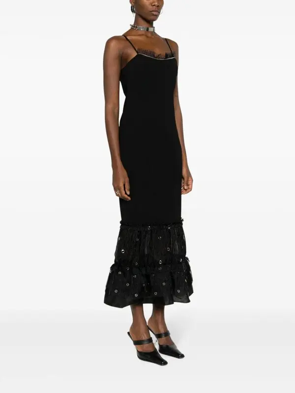 Off-White Eyelet-embellished Flared Maxi Dress