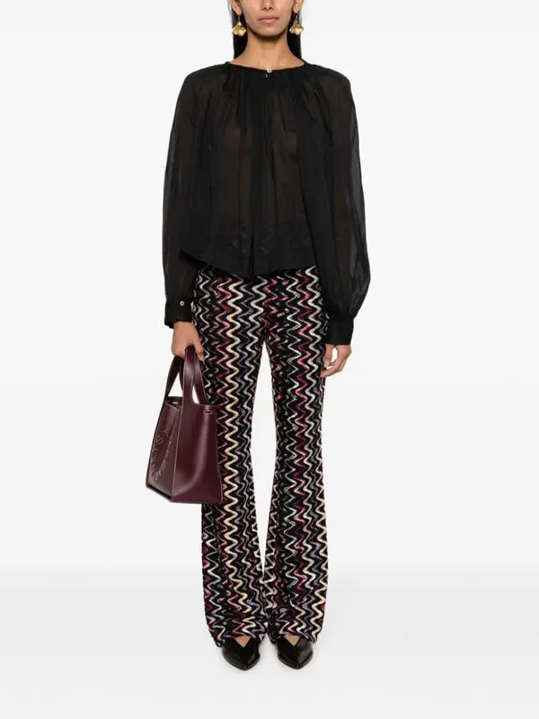FORTE_FORTE Gathered Voile Blouse - Black