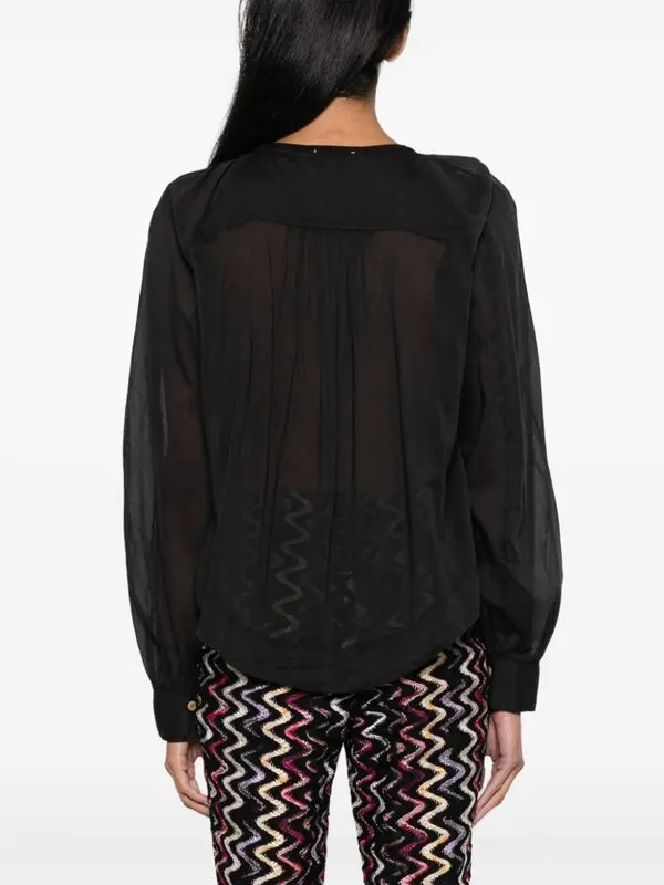 FORTE_FORTE Gathered Voile Blouse - Black