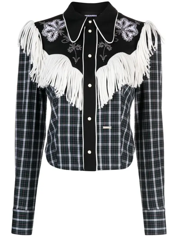 Dsquared2 Fringed Western Shirt - Green