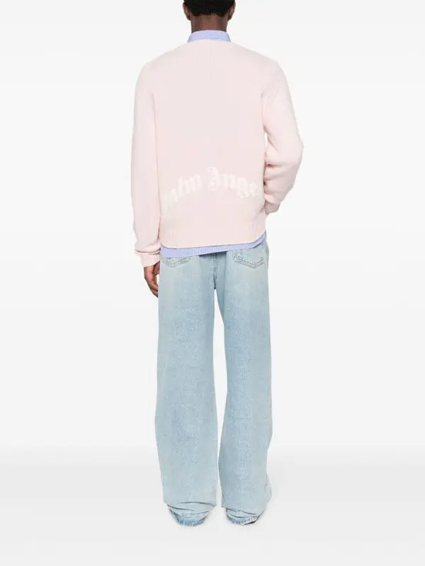 Palm Angels Curved-logo Wool-blend Jumper - Pink
