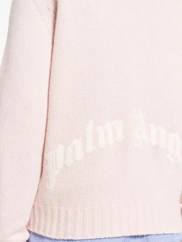 Palm Angels Curved-logo Wool-blend Jumper - Pink