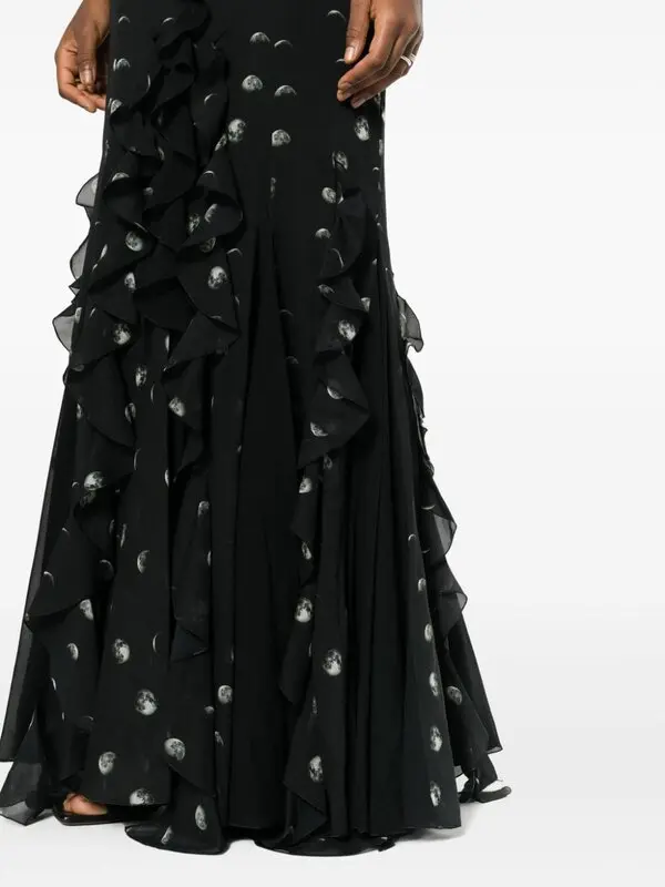 Off-White Moon-print Ruffled Maxi Dress
