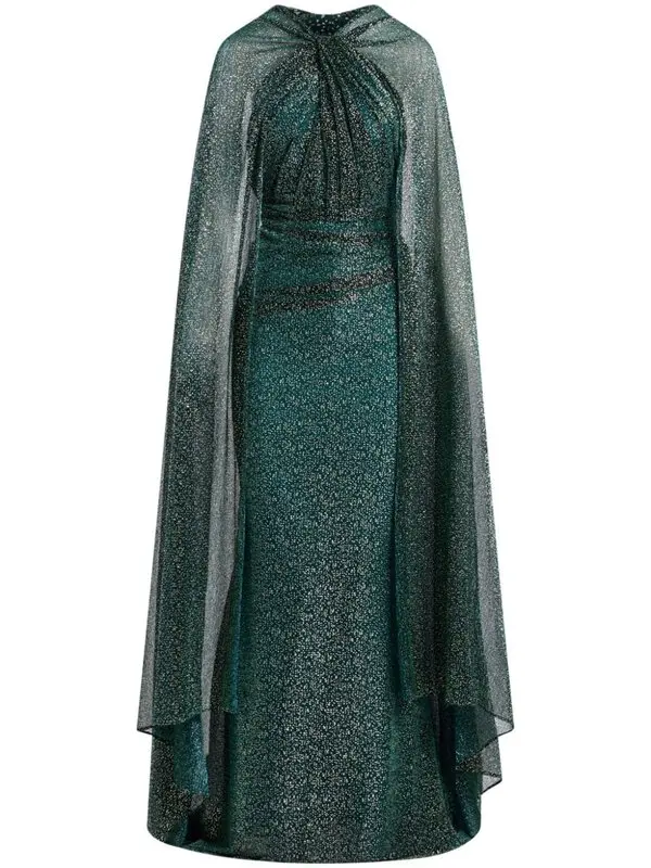 Talbot Runhof Cape Rhinestone-embellished Gown