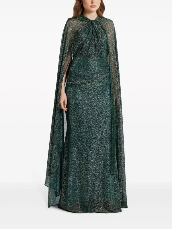 Talbot Runhof Cape Rhinestone-embellished Gown