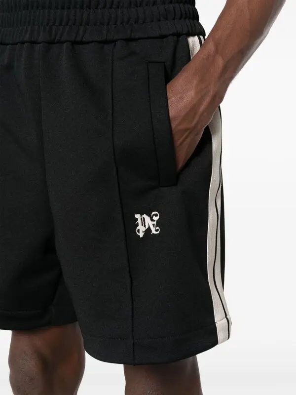 Palm Angels Monogram-embroidered Track Shorts - Black