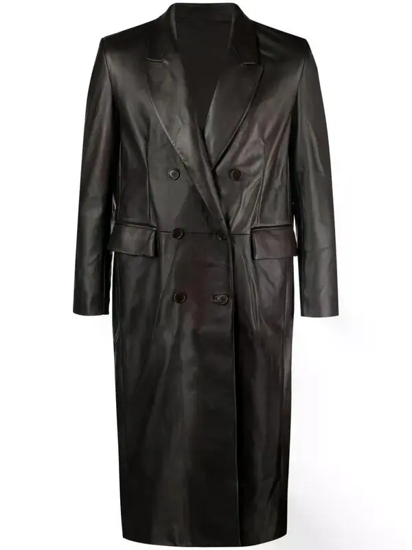 SALVATORE SANTORO Double-breasted Leather Coat - Black