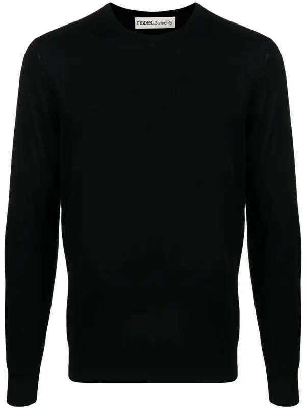 MODES Fine-knit Merino Wool Jumper - Black