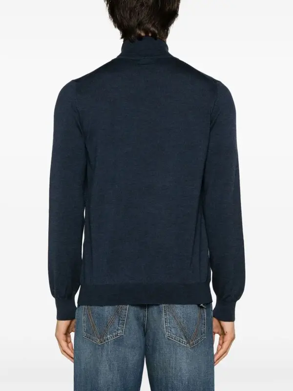BARBA NAPOLI Roll-neck Virgin Wool Jumper - Blue