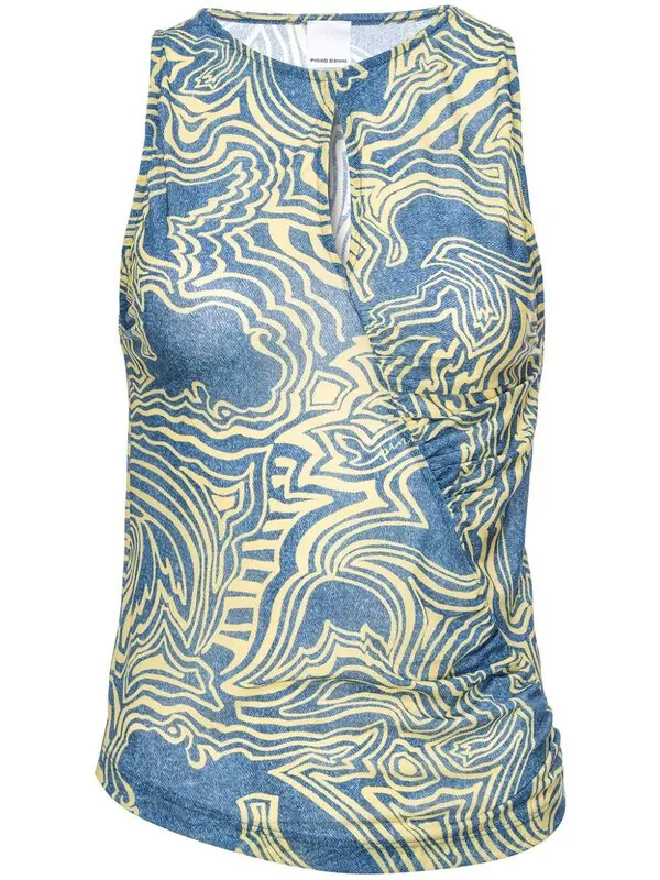 Pinko Abstract-print Ruched Tank Top