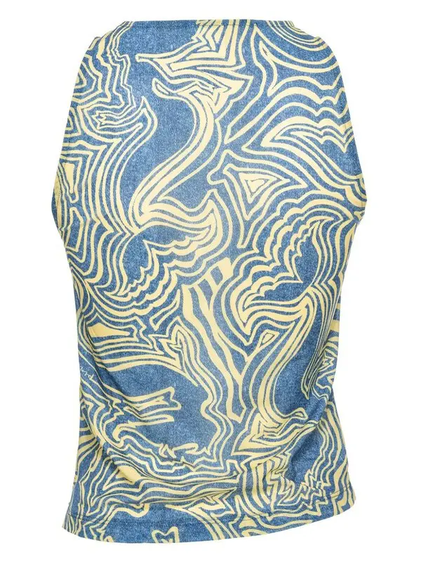 Pinko Abstract-print Ruched Tank Top