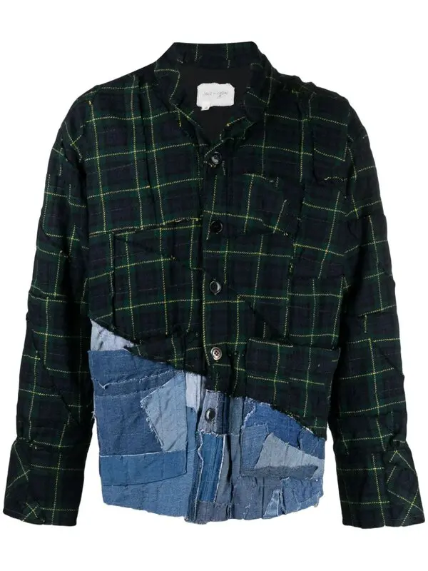 GREG LAUREN Patchwork Cotton Shirt Jacket