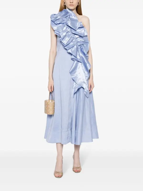 knee length dresses for ladies Adelia Ruffle Midi Dress | Light Sky Blue