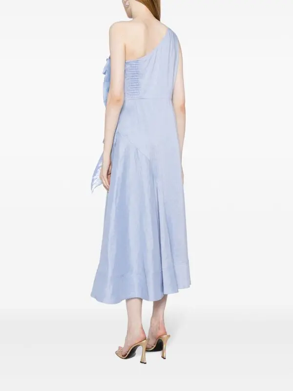 knee length dresses for ladies Adelia Ruffle Midi Dress | Bougainvillea Red