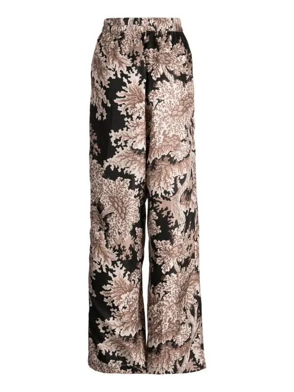 Biyan Floral-print Silk Palazzo Trousers - Brown