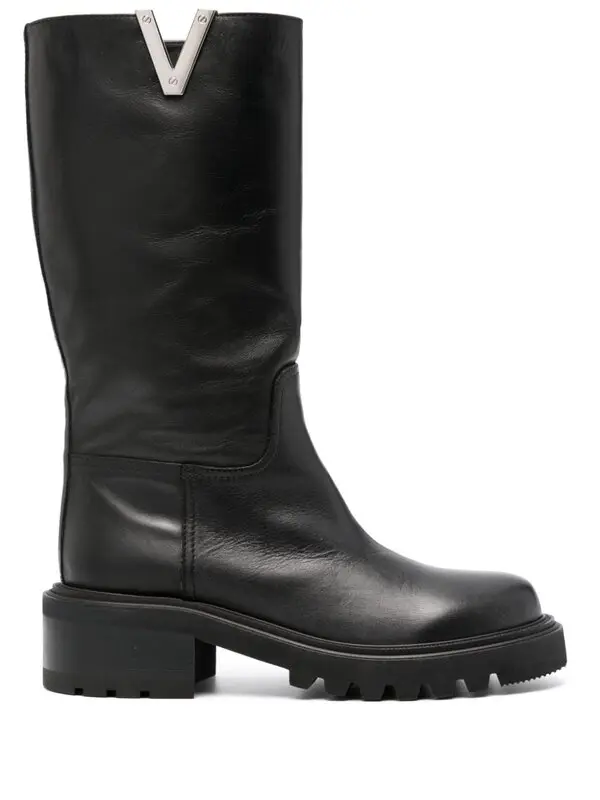 VIA ROMA 15 70mm Vlogo Leather Boots