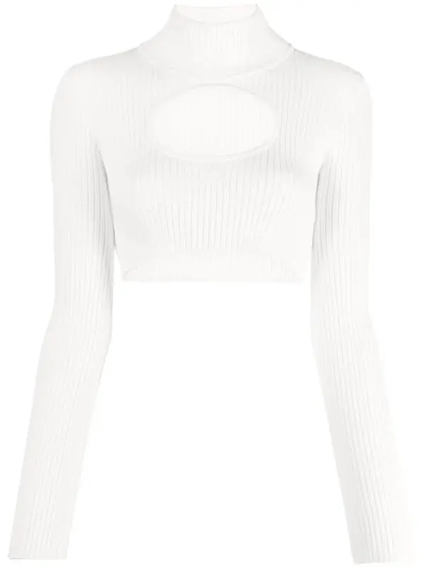 COURREGES Logo-embroidered Cut-out Jumper - White