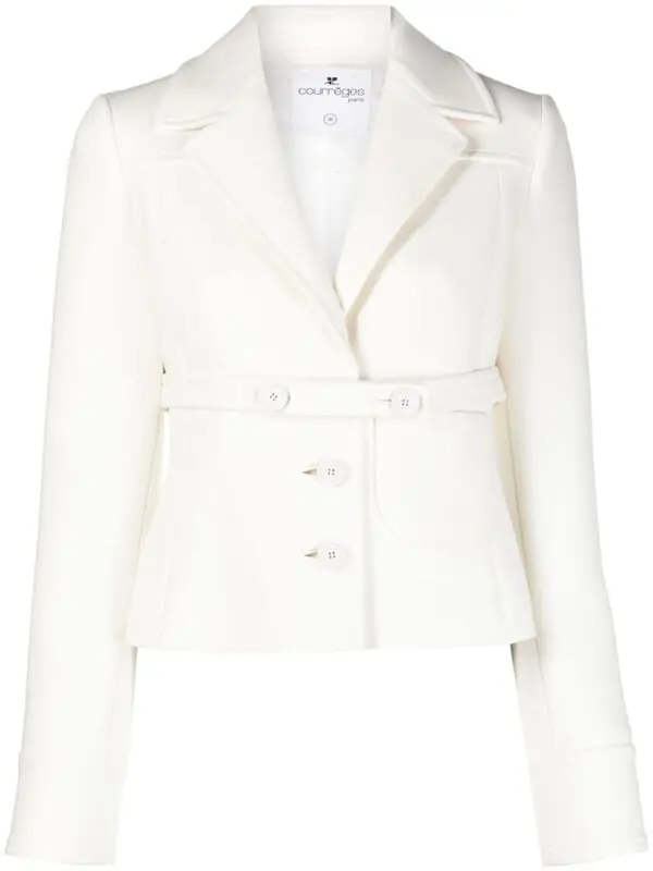 COURREGES Notched-lapel Single-breasted Blazer - White