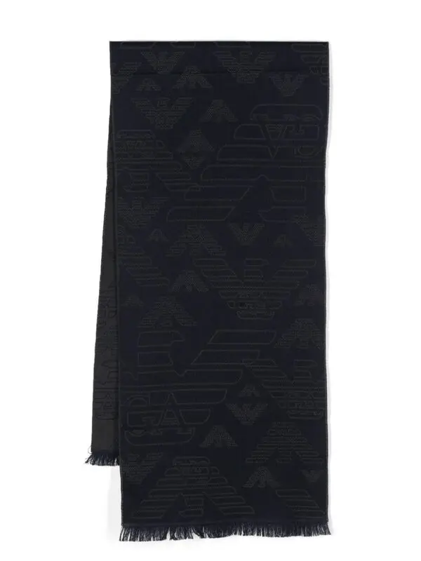 Emporio Armani Eagle-head Jacquard Scarf - Blue
