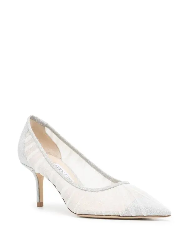 JIMMY CHOO Love 65mm Glitter Mesh Pumps - Silver