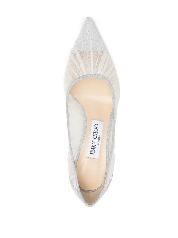 JIMMY CHOO Love 65mm Glitter Mesh Pumps - Silver
