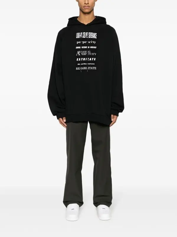 Buy Raf Simons X Fred Perry Slogan-patches Cotton Hoodie - Black