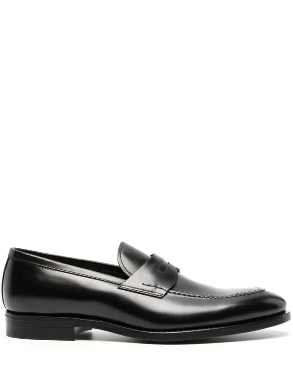 HENDERSON BARACCO Penny-slot Leather Loafers - Black