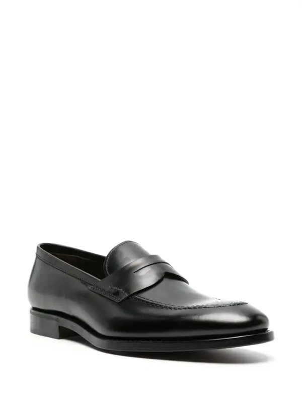 HENDERSON BARACCO Penny-slot Leather Loafers - Black