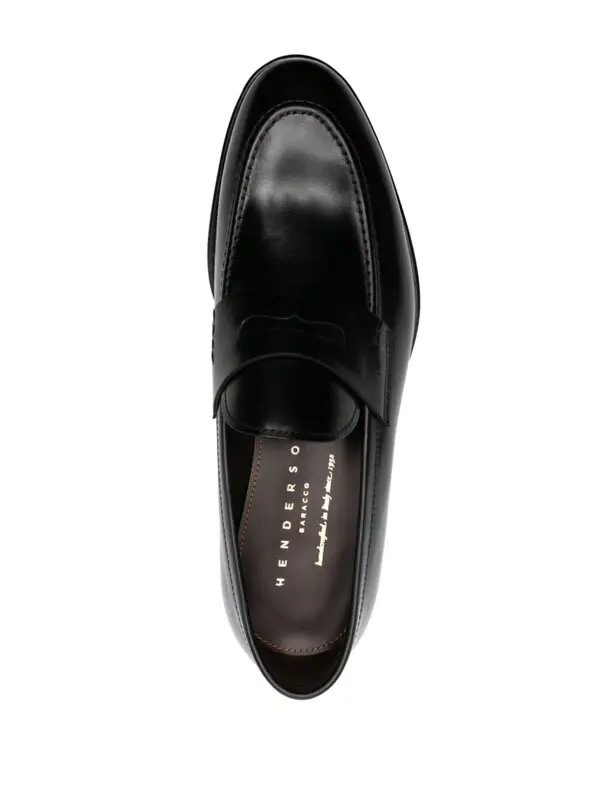 HENDERSON BARACCO Penny-slot Leather Loafers - Black