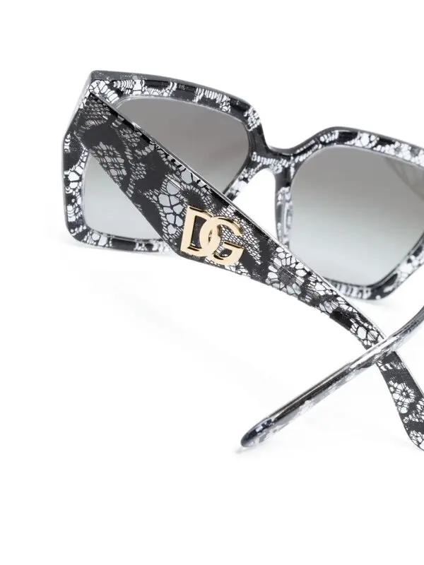Dolce & Gabbana Lace-detail Square-frame Sunglasses
