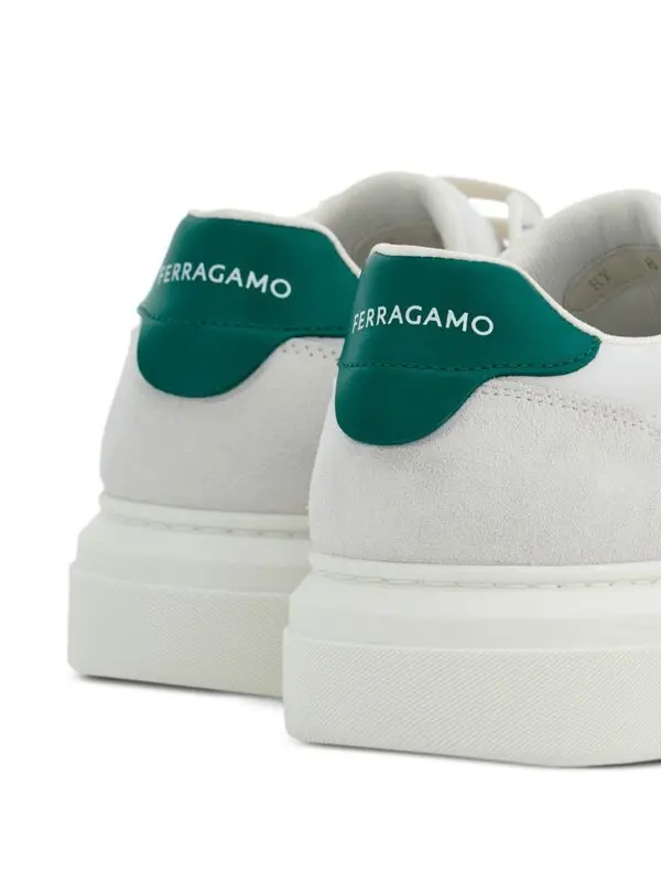 FERRAGAMO Gancini-patch Calfskin Sneakers - White