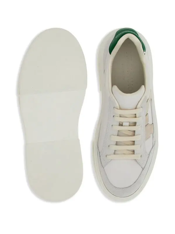 FERRAGAMO Gancini-patch Calfskin Sneakers - White