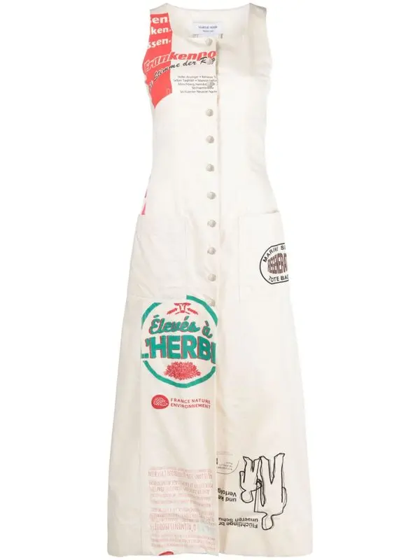 MARINE SERRE Regenerated Canvas Midi Dress - Neutrals
