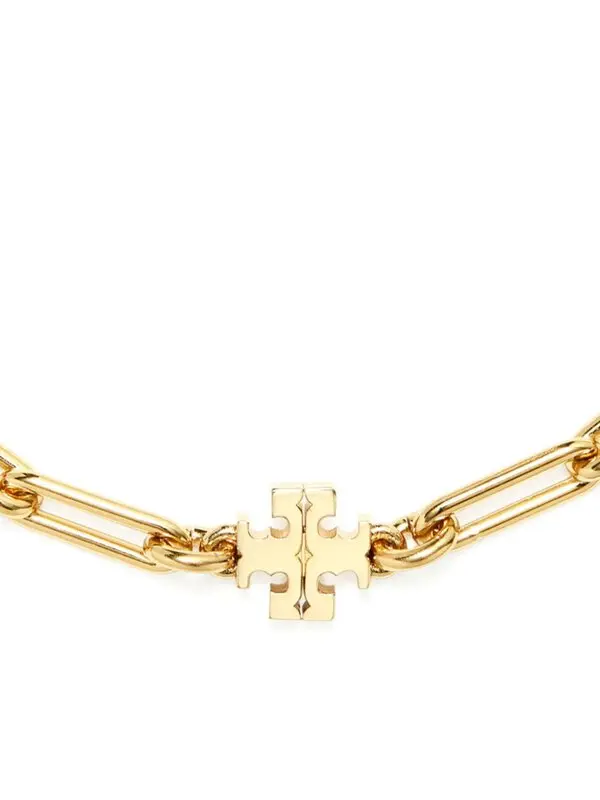 Tory Burch 18kt Plated Brass Chain-link Bracelet With Signature Motif