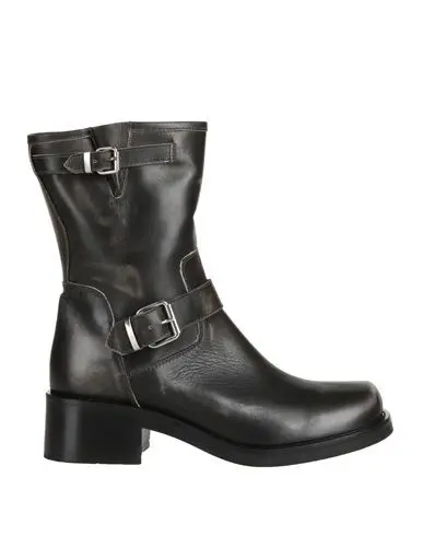 LEMARÉ Leather Biker Ankle Boots With Buckle Detail