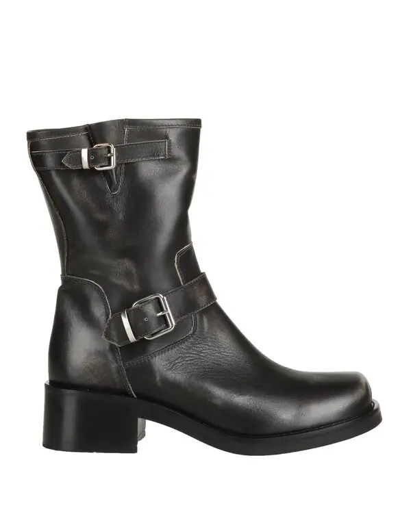 LEMARÉ Leather Biker Ankle Boots With Buckle Detail