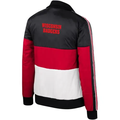 THE WILD COLLECTIVE Wisconsin Badgers Color-block Puffer Jacket