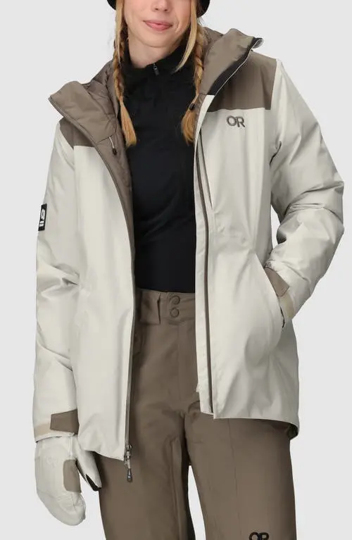 OUTDOOR RESEARCH Snowcrew Waterproof Hooded Ski Jacket - Oyster/sable