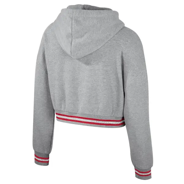 THE WILD COLLECTIVE Wisconsin Badgers Cropped Shimmer Pullover Hoodie