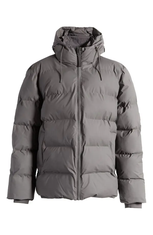 Rains Alta Waterproof Hooded Puffer Jacket - Grey