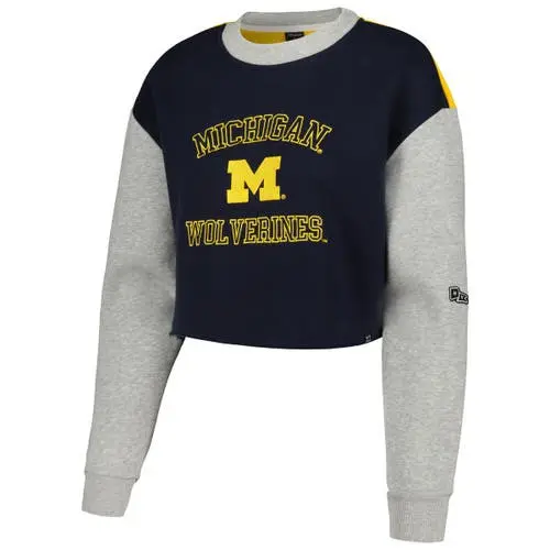 HYPE AND VICE Michigan Wolverines Colorblock Rookie Crew Pullover Sweatshirt
