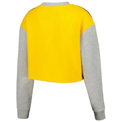 HYPE AND VICE Michigan Wolverines Colorblock Rookie Crew Pullover Sweatshirt