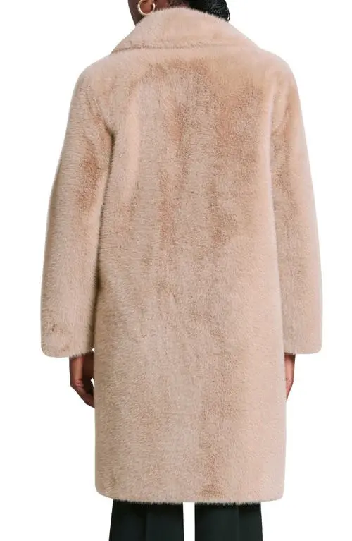 Avec Les Filles Relaxed Fit Longline Double Breasted Faux Mink Coat